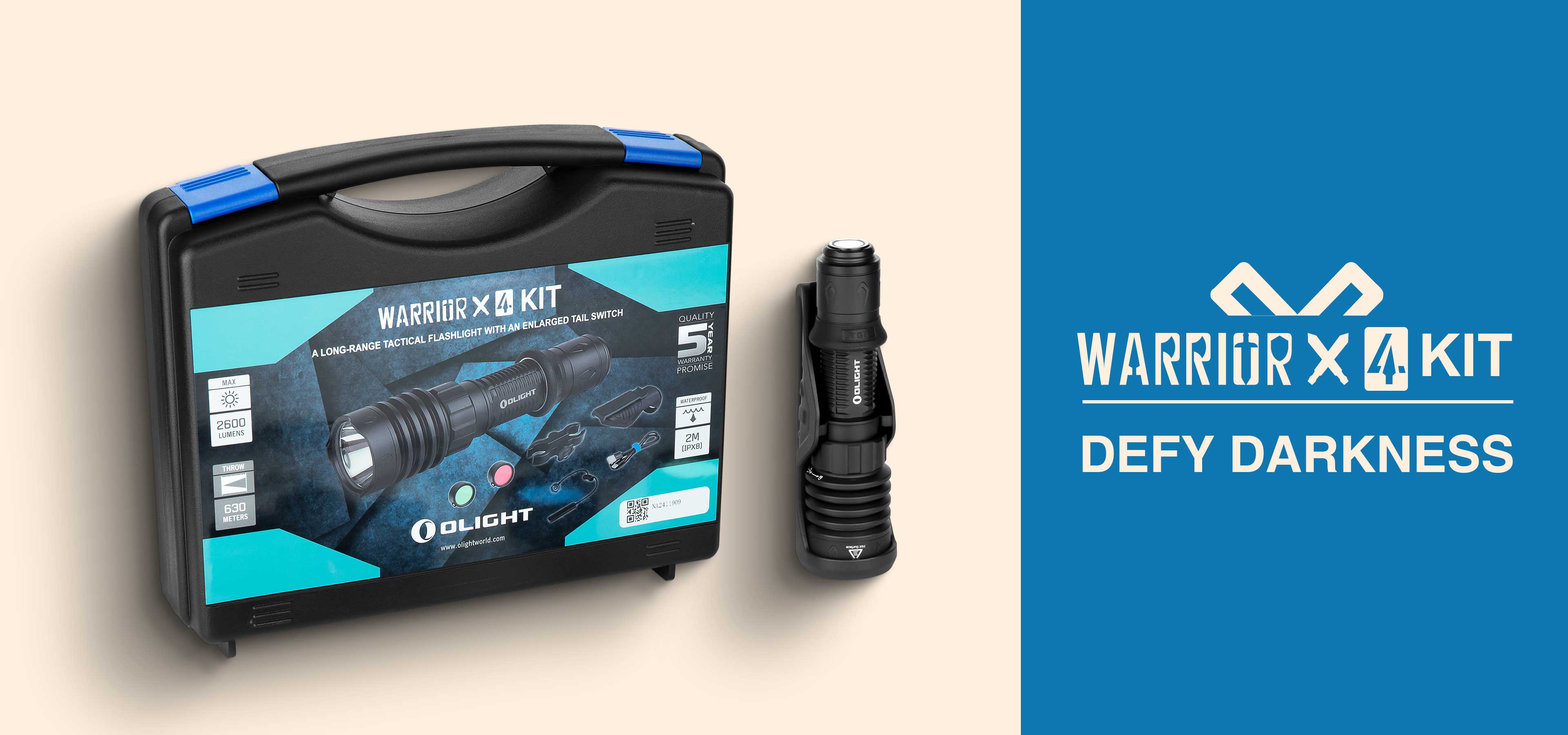 Olight Warrior X 4 Kit - Rechargeable Tactical Flashlight Hunting Kit ...