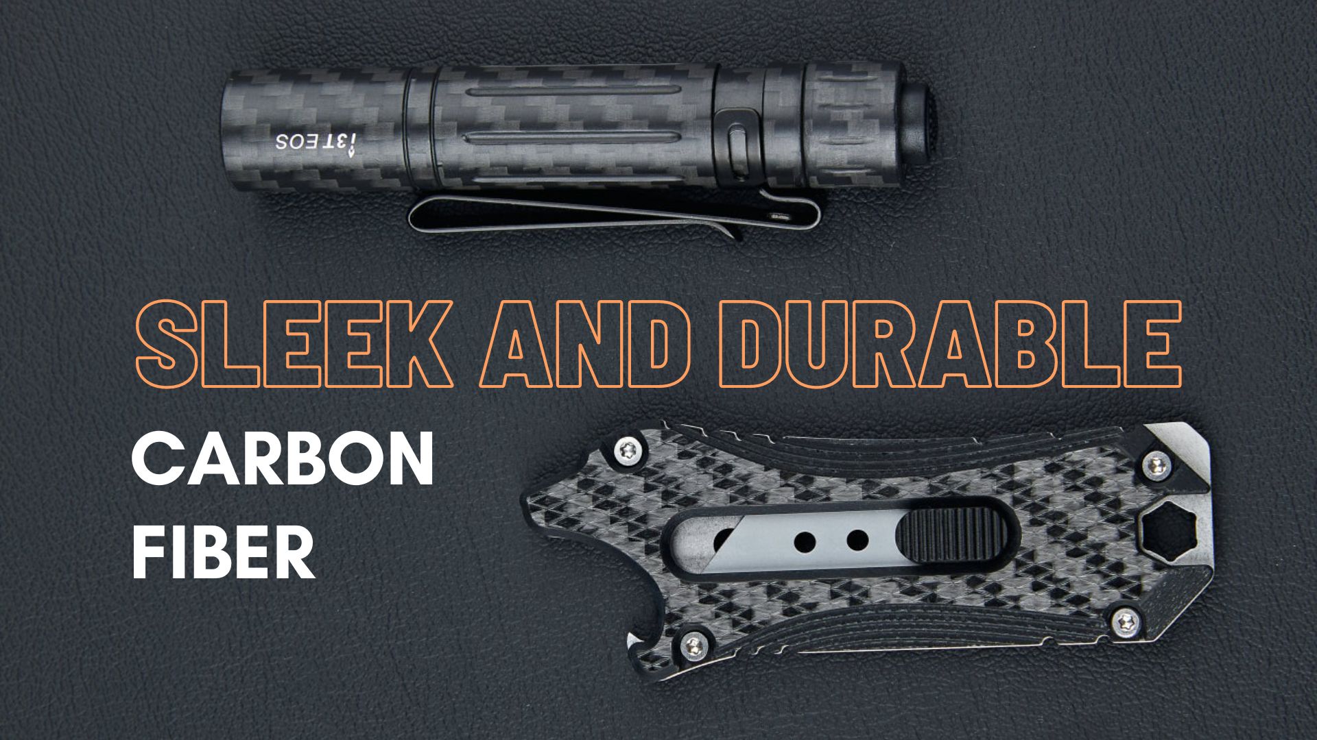 Sleek and Durable - EDC Carbon Fiber Flashlight and Utility Knife